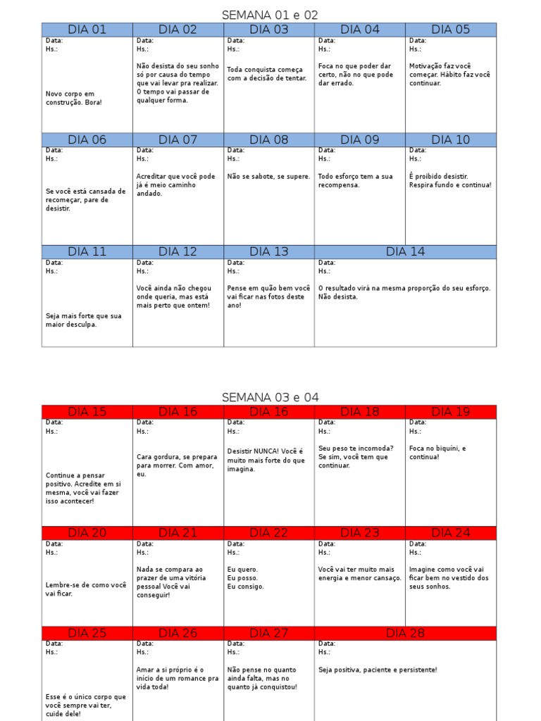Calendario Atividade Fisica | PDF