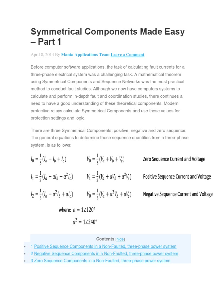 Symmetrical Components Made Easy | PDF | Electrical Engineering | Physics