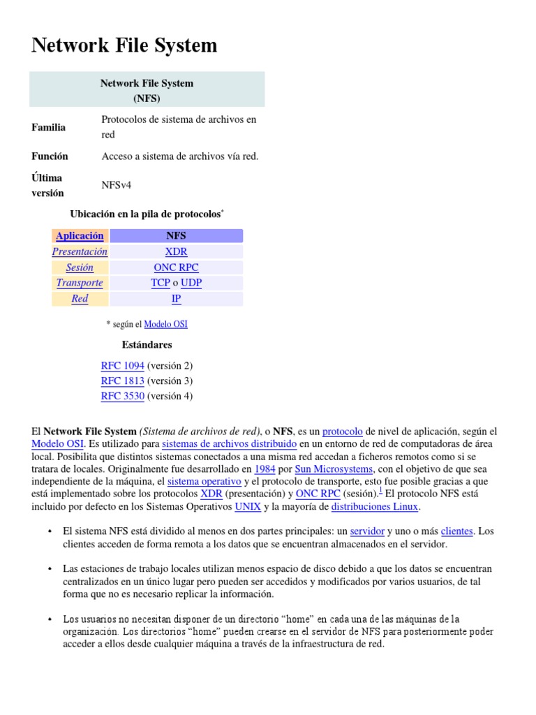 NFS-Protocolo | PDF | Archivo de computadora | Tecnologías de la ...