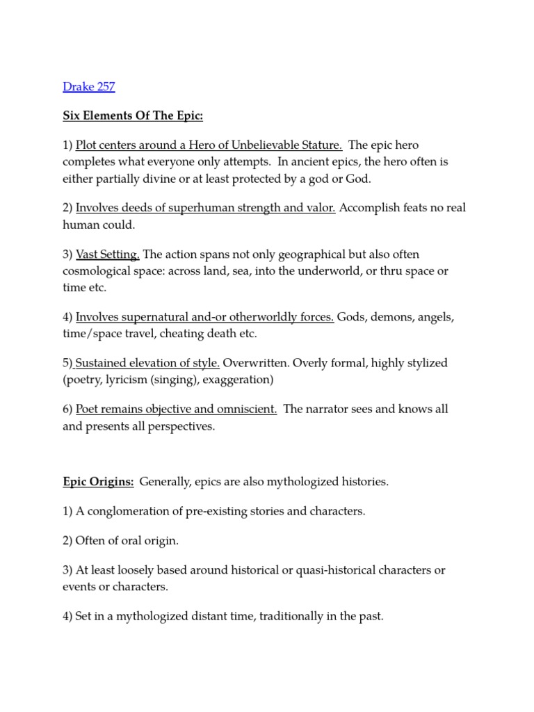Epic Elements | PDF | Hero | Epic Poetry