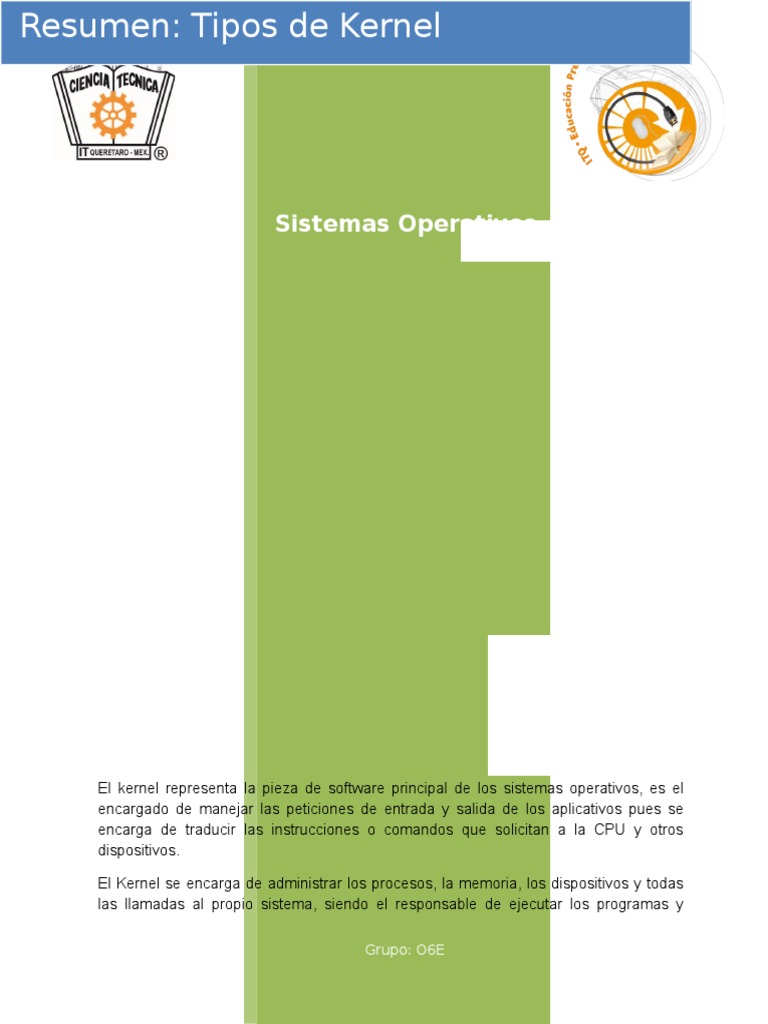 Tipos de Kernel | PDF | Kernel (sistema operativo) | Sistema operativo