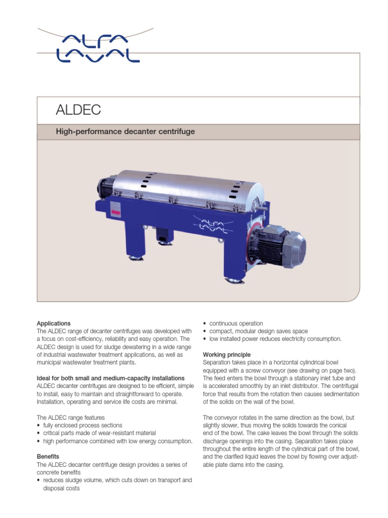 Aldec Decanter Centrifuge | PDF | Manufactured Goods | Mechanical ...