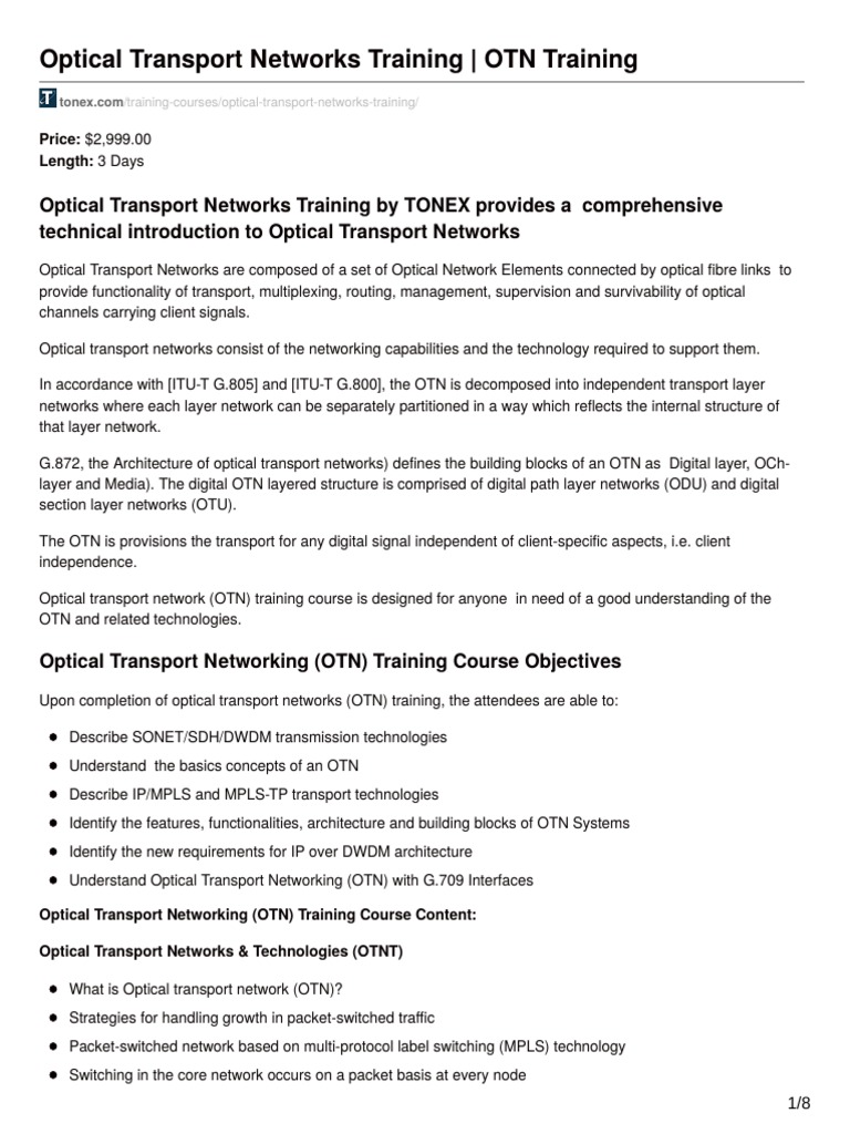 Optical Transport Networks Training OTN Training | PDF | Wavelength ...