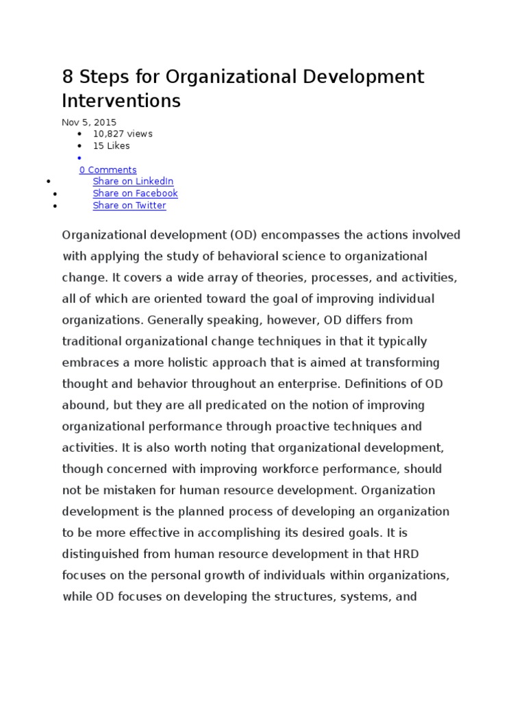 8 Steps For Organizational Development Interventions | Download Free ...