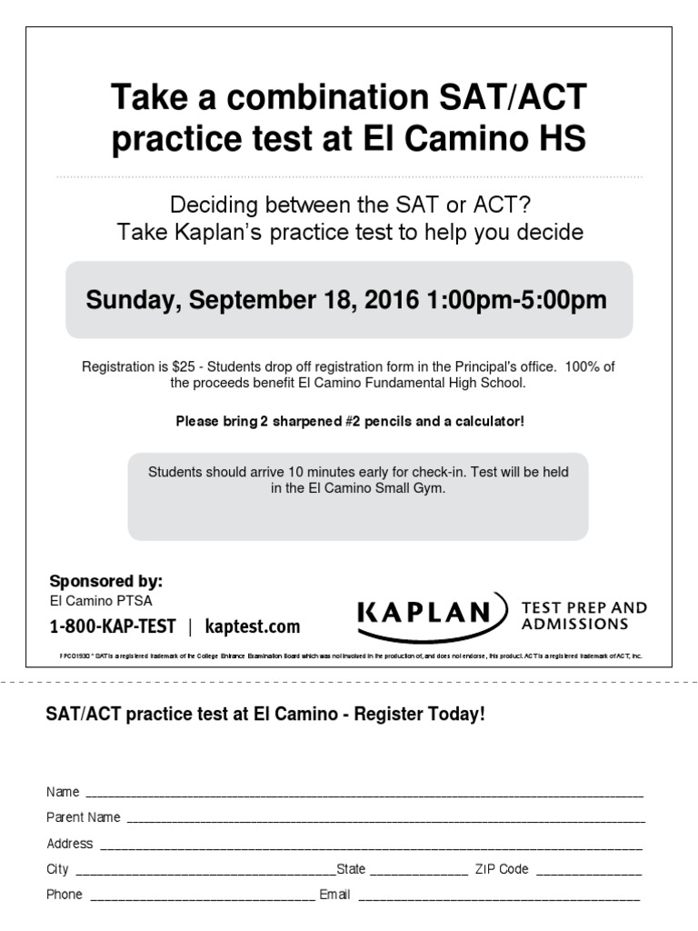 SAT/ACT Practice Test Registration | PDF | Career & Growth | Business