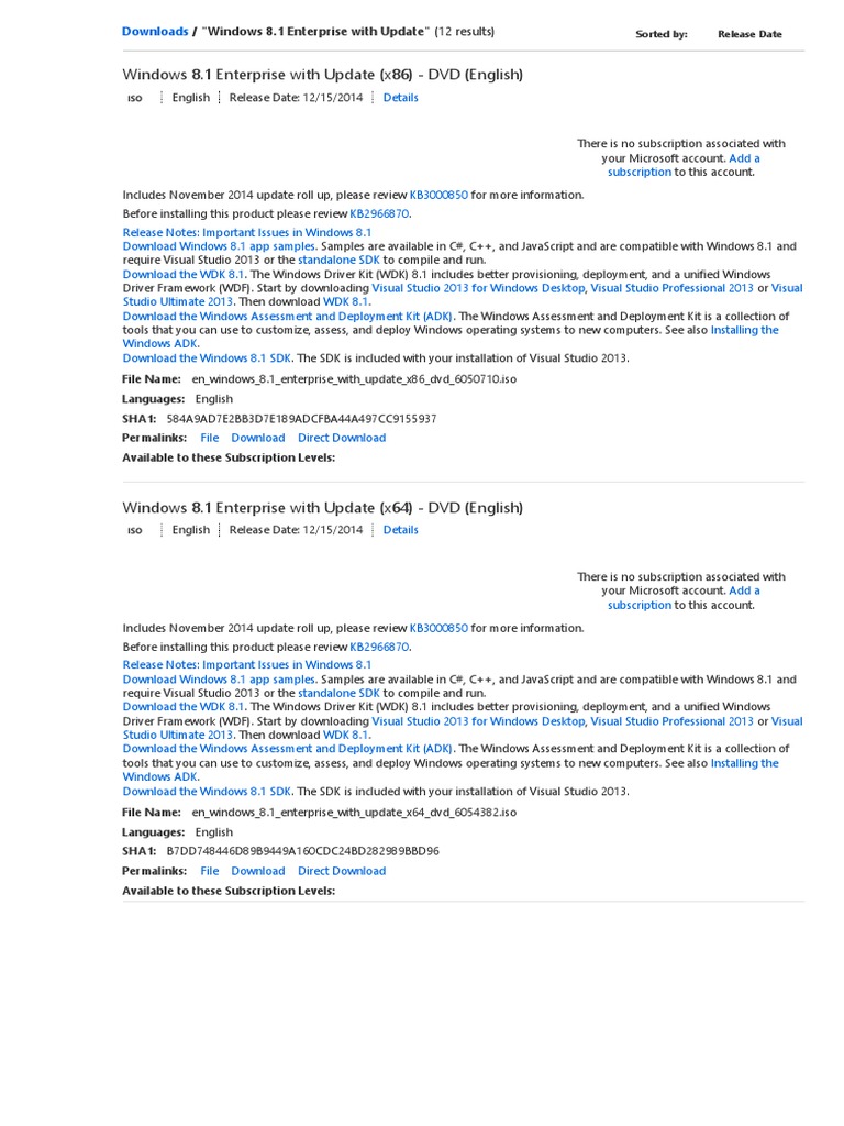 MSDN Subscriber Downloads | PDF | Windows 8.1 | Microsoft Visual Studio