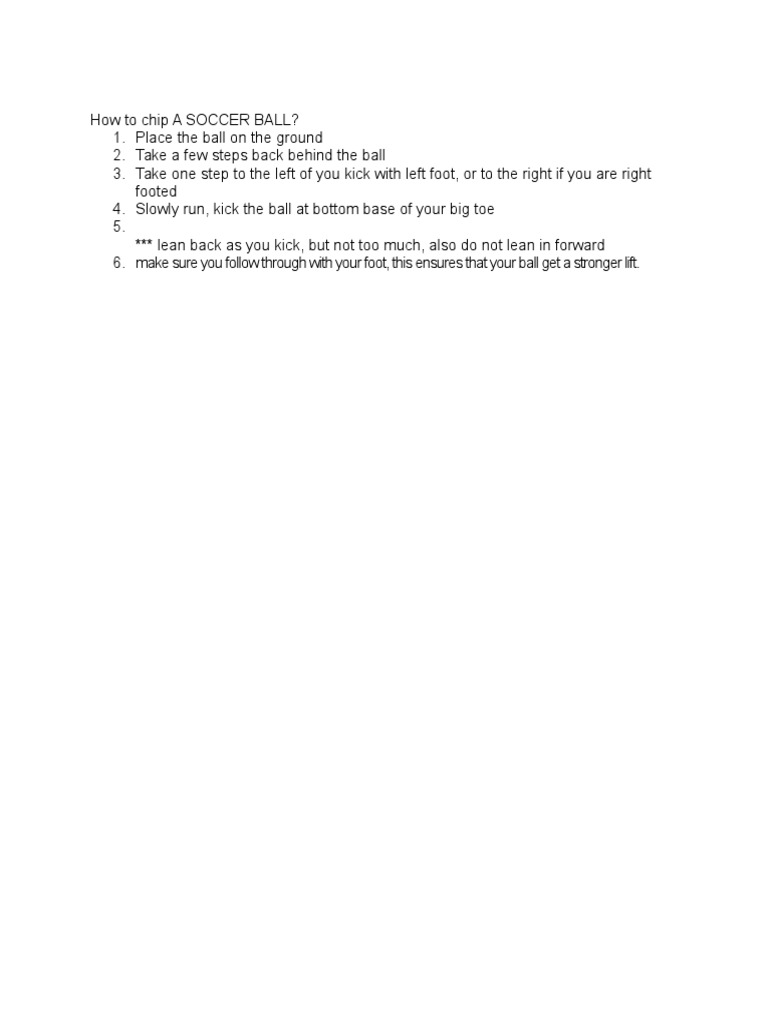 How To Chip A Soccer Ball | PDF