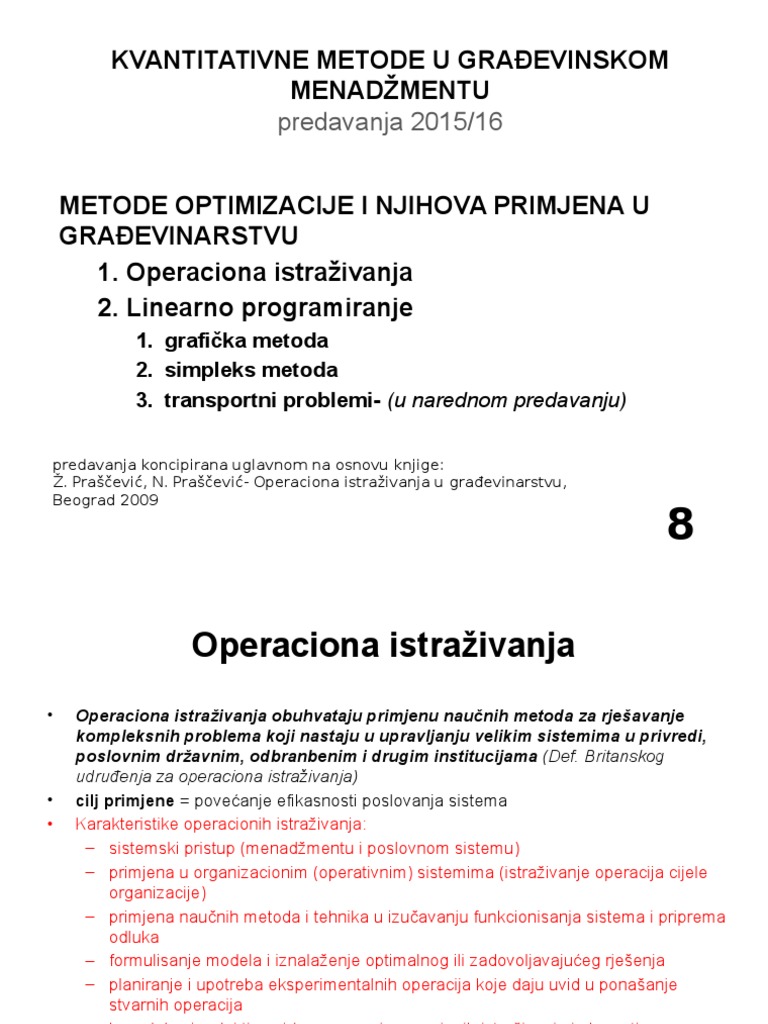 274 MGS KVGM P09 Operaciona Istrazivanja | PDF
