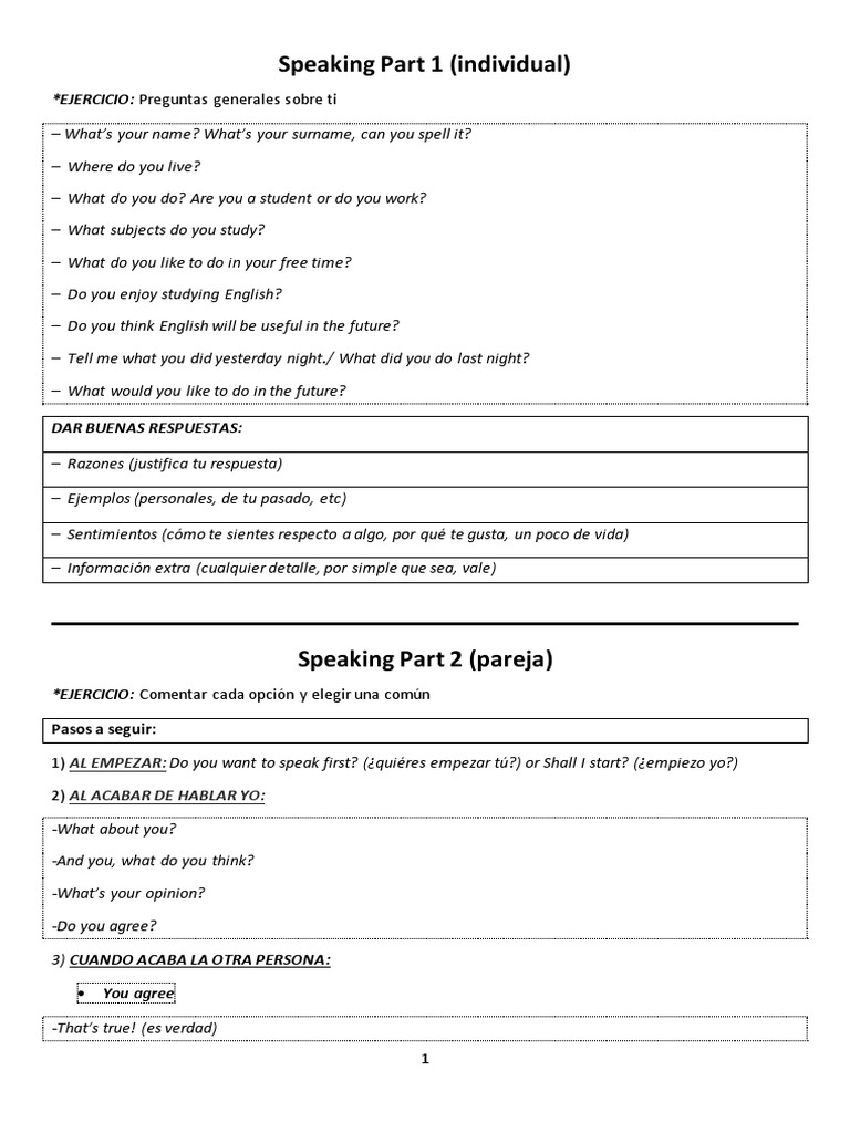 Guia Speaking B1 | PDF | Entretenimiento (general) | Idiomas
