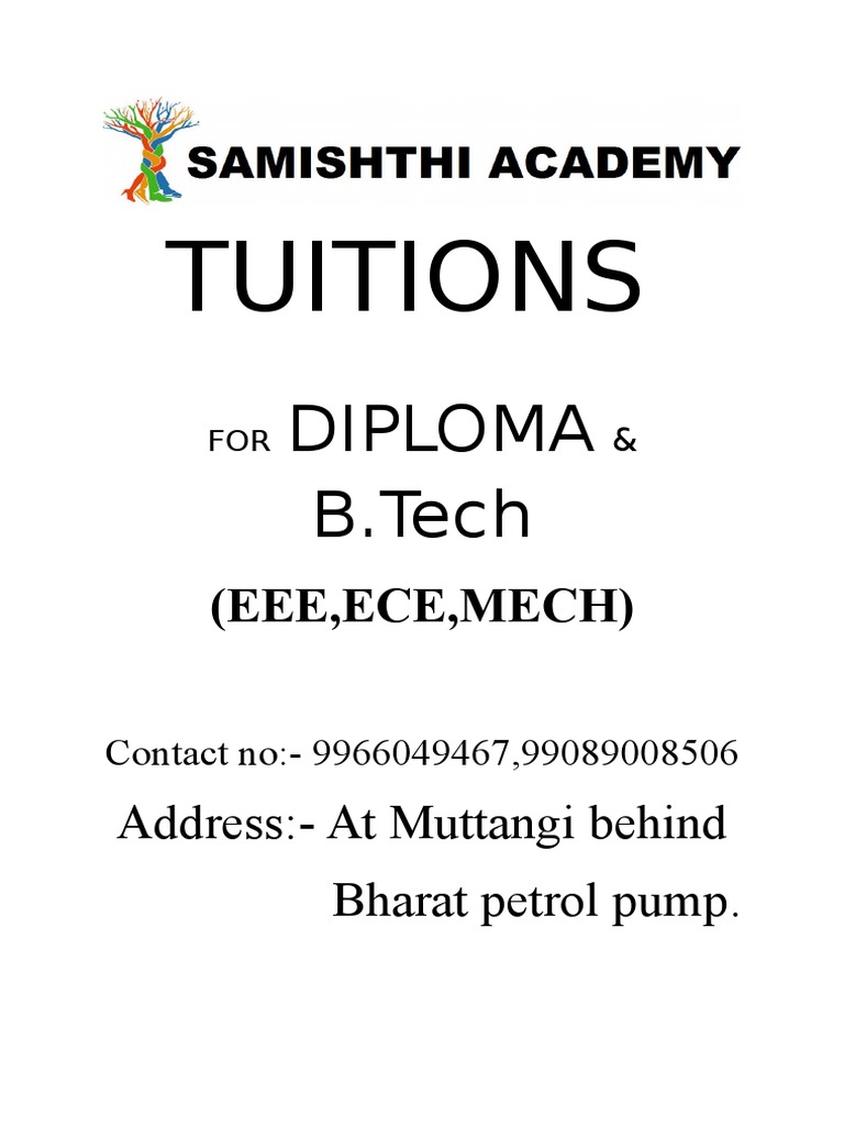 Tuitions: Diploma B.Tech | PDF