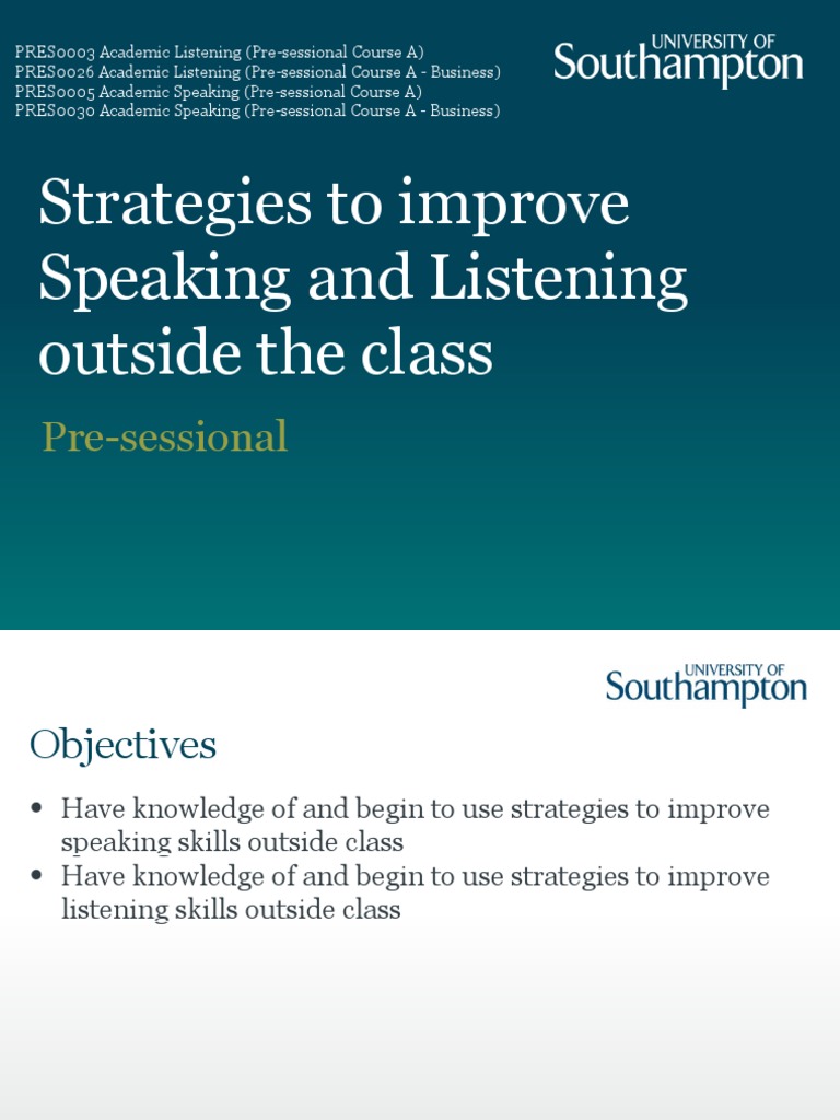 Strategies To Improve Speaking and Listening | PDF | English Language ...