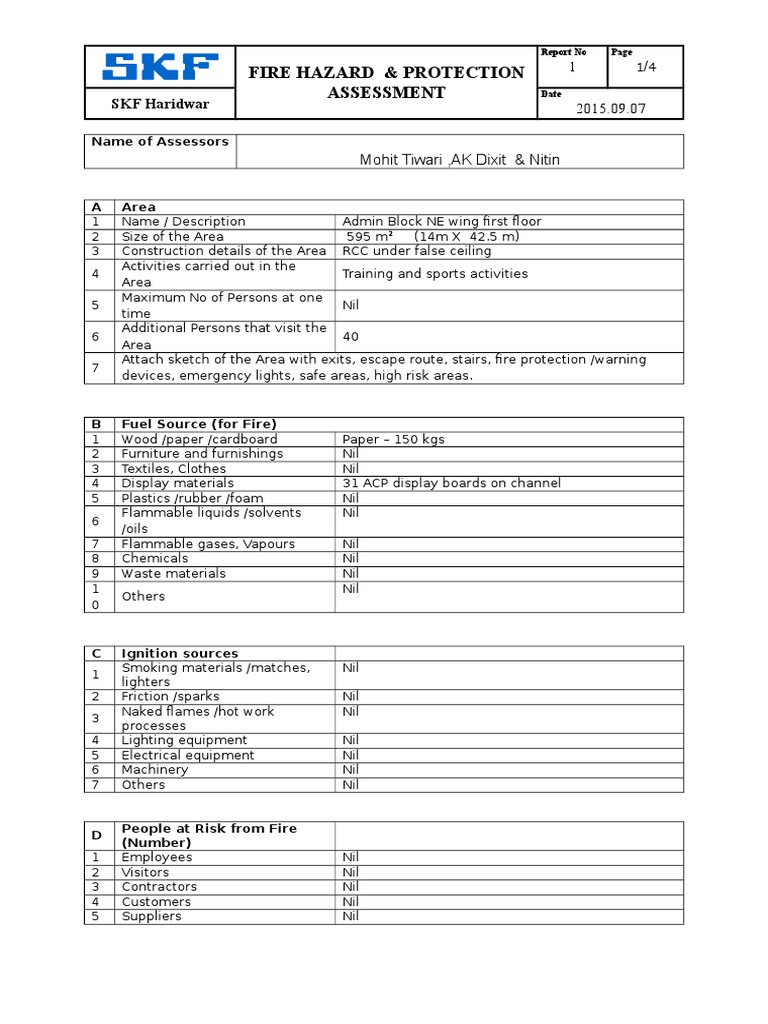 Fire Assessment Report Admin Block NE First Floor Wing | PDF ...
