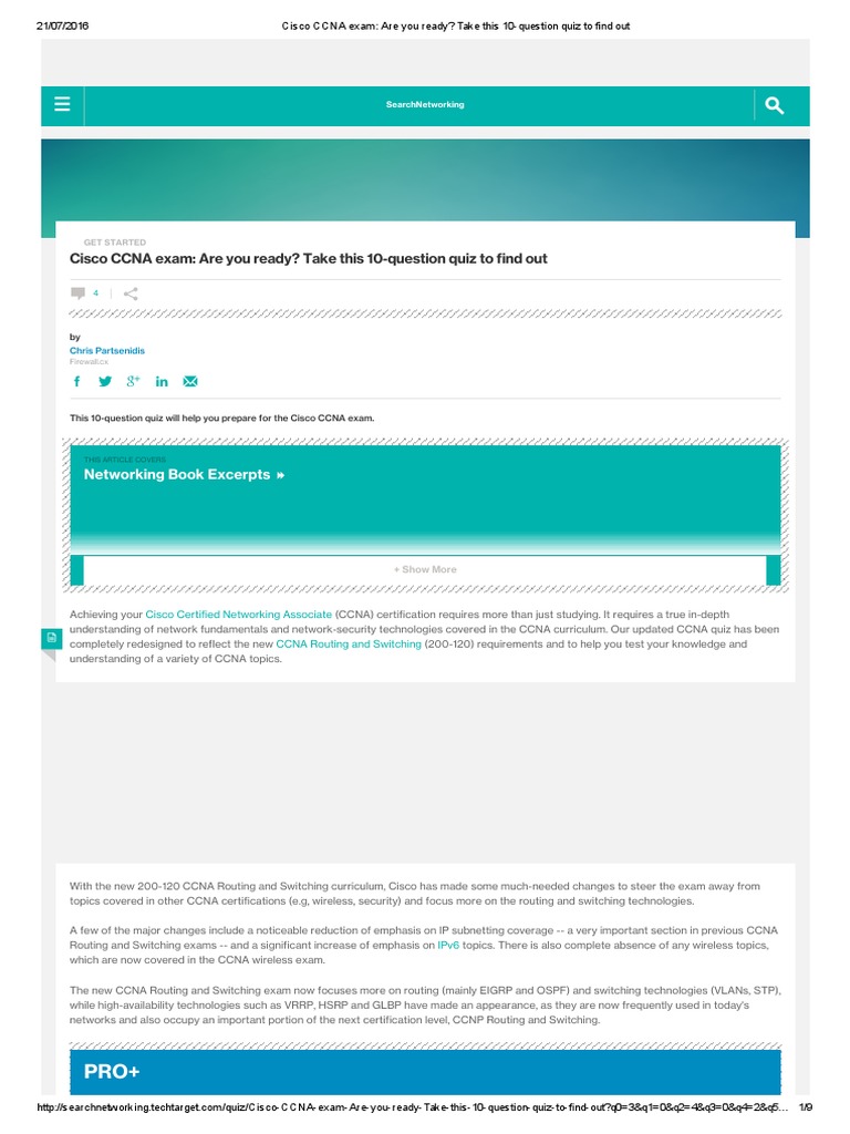 Cisco CCNA Exam - Are You Ready - Take This 10-Question Quiz To Find ...