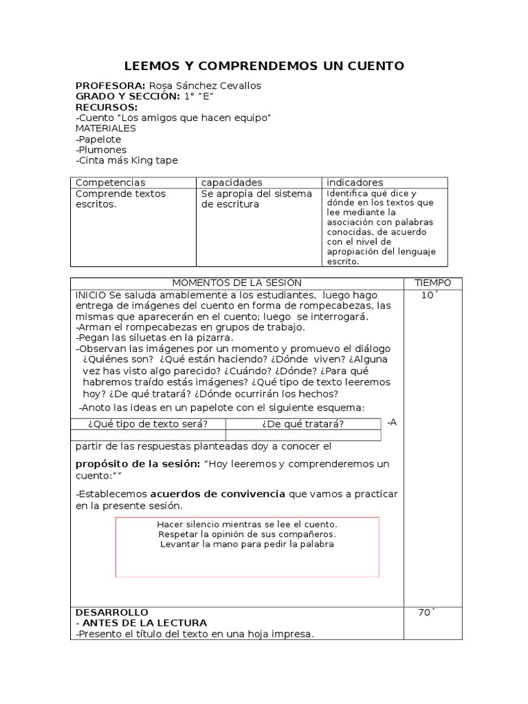 6 .-Leemos y Comprendemos Un Cuento Otorongo | PDF | Lectura (proceso) | Cuentos