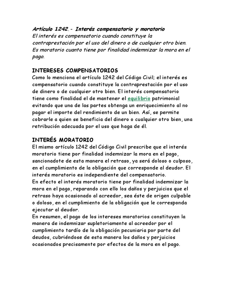 Artículo 1242 Del Código Civil | PDF