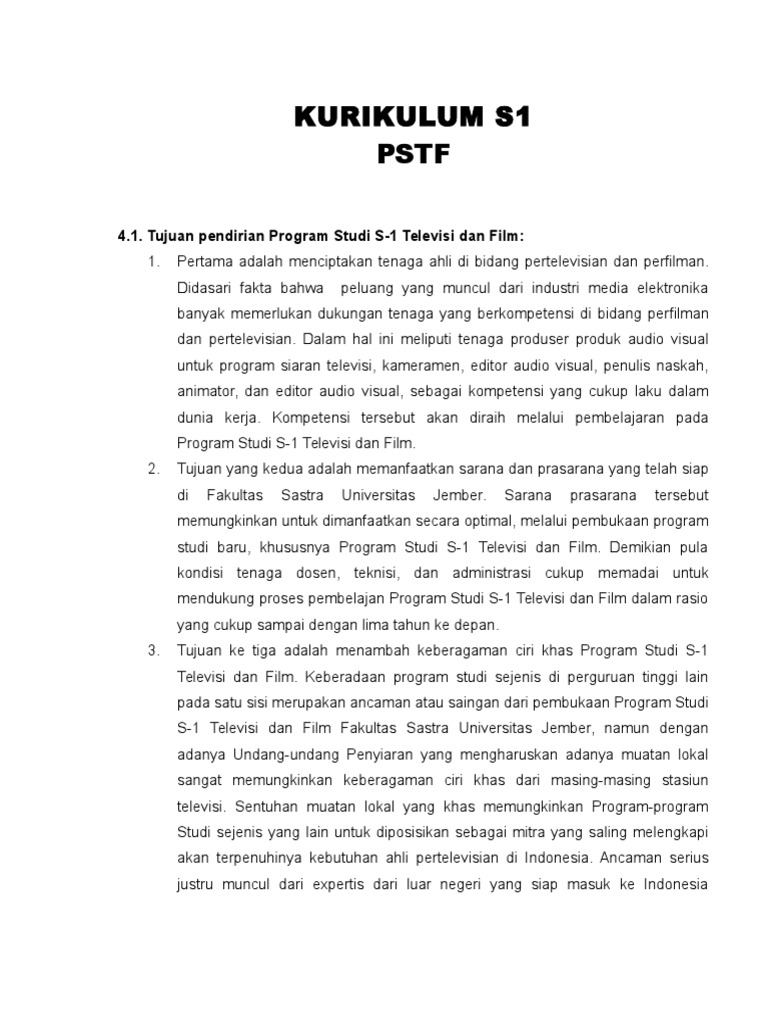 Kurikulum S1 Televisi dan Film UNEJ | PDF