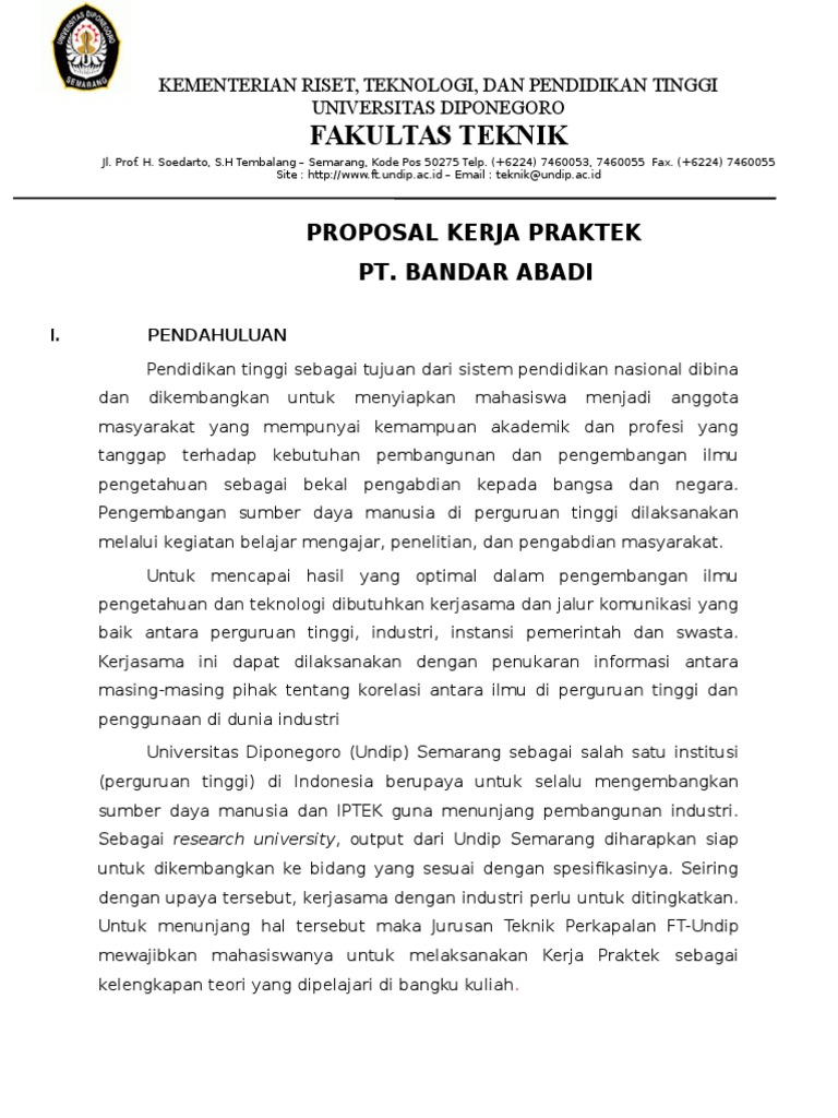Proposal Kerja Praktek PT Bandar Abadi Batam | PDF