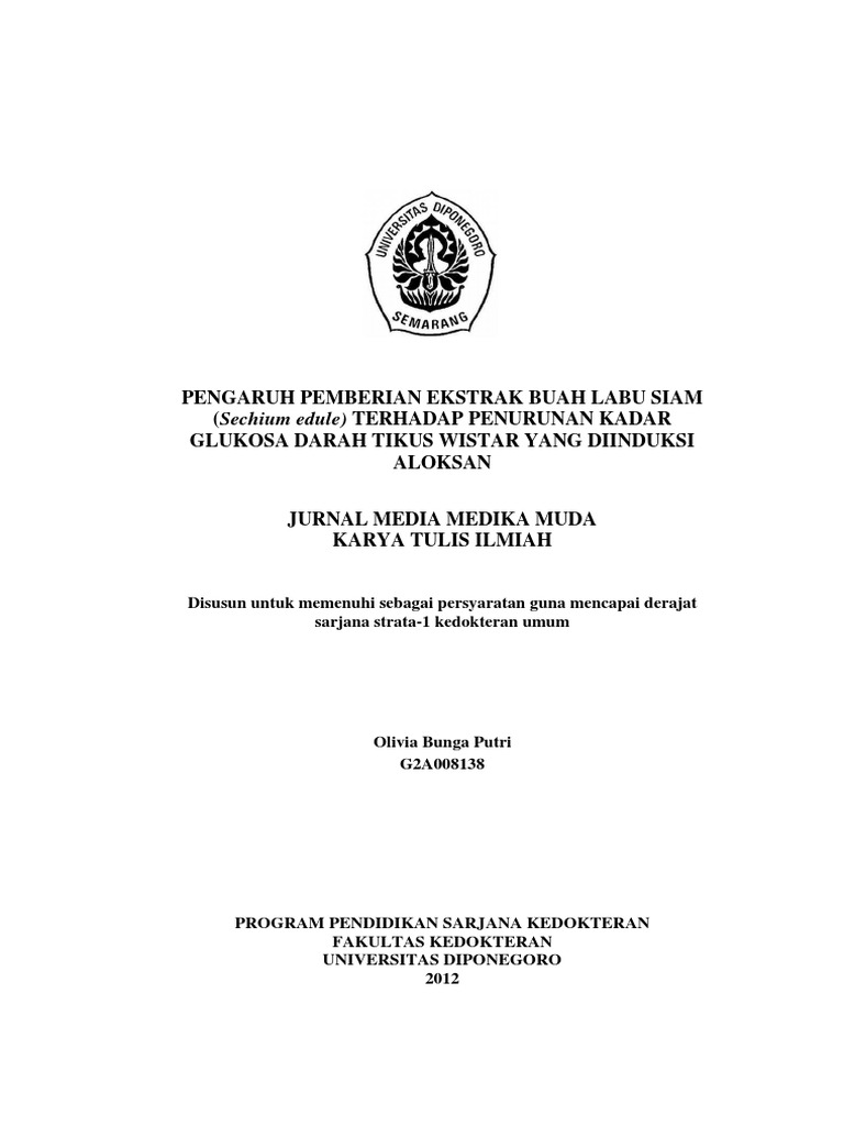 Pengaruh Pemberian Ekstrak Buah Labu Siam (Sechium Edule) Terhadap ...