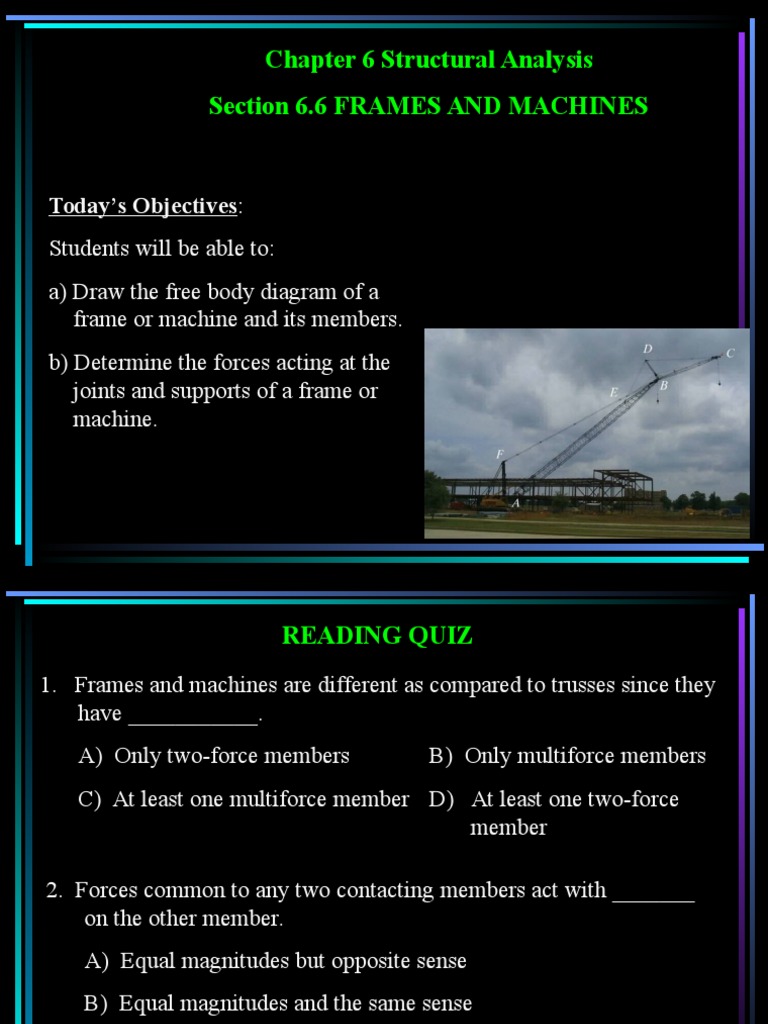 Frames and Machines in Statics Analysis | PDF | Truss | Structural Analysis