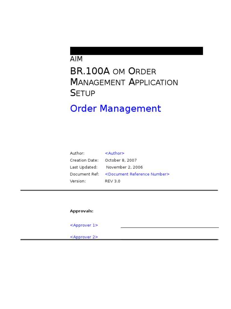 BR100 Order Management Setup | PDF | Sales | Invoice
