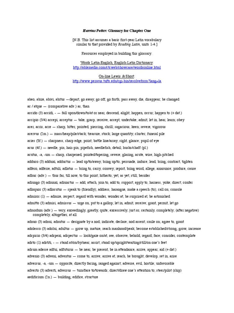 Harry Potter Latin Vocabulary | Download Free PDF | Consensus Decision ...
