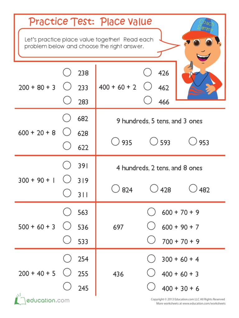 Practice Test Place Value | PDF