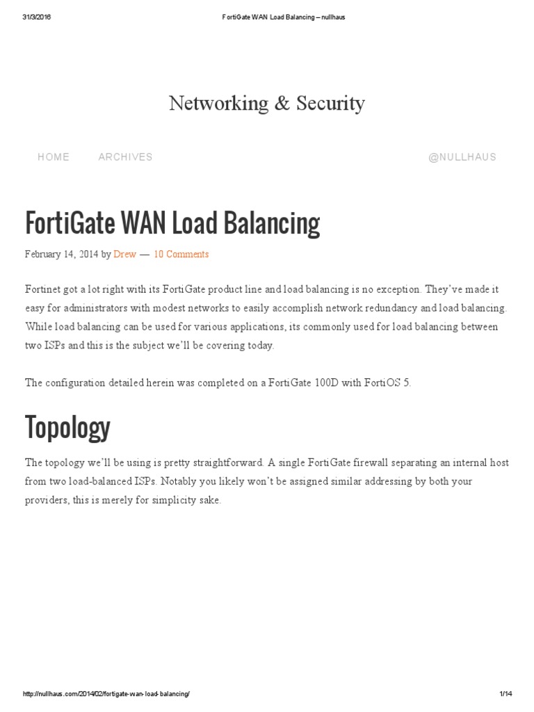 FortiGate WAN Load Balancing - Nullhaus | PDF | Load Balancing ...