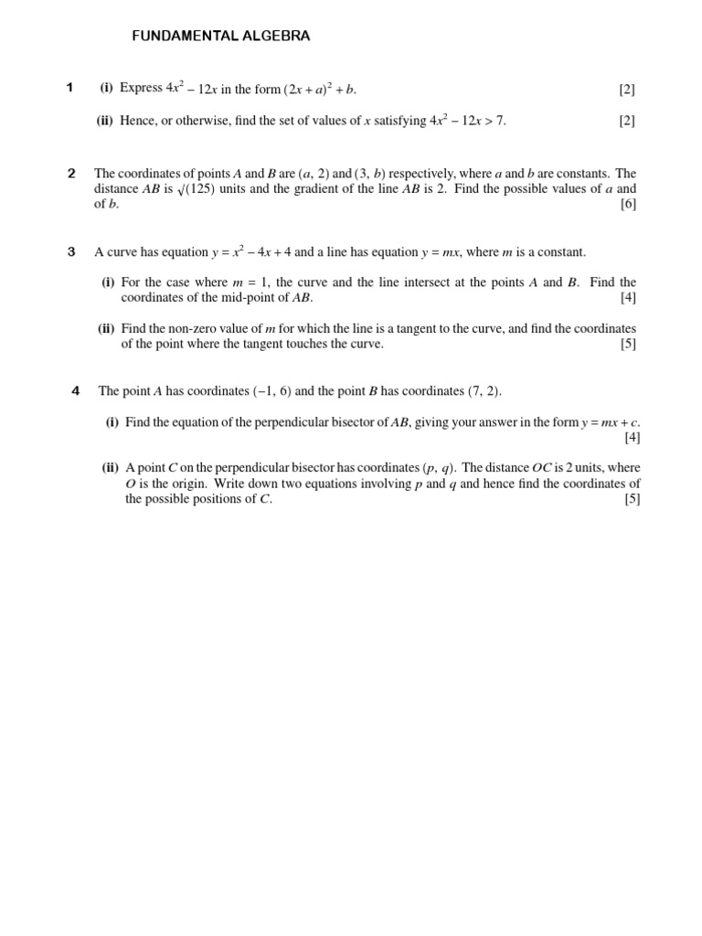 Fundamental Algebra: X X A B X X X X | PDF