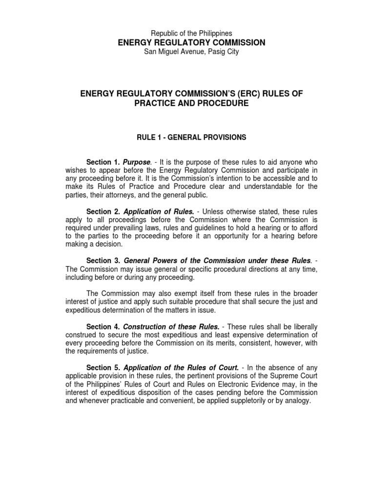 ERC Rules of Practice and Procedure | PDF | Deposition (Law ...