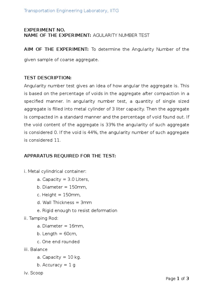 Agularity Number Test | Download Free PDF | Experiment | Weight