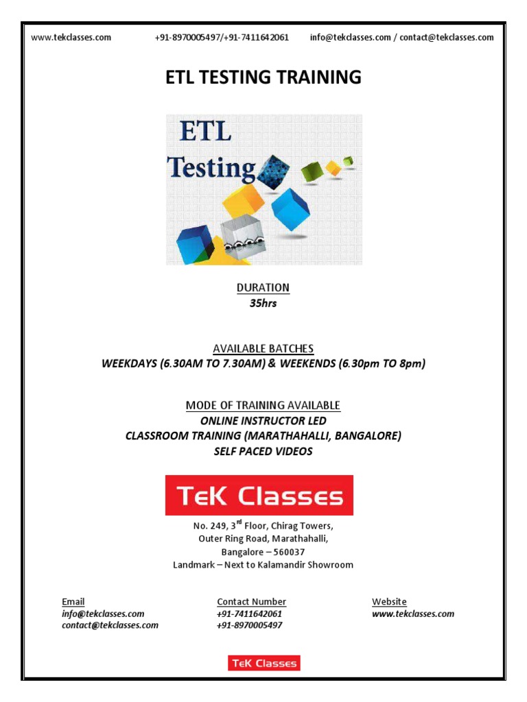 ETL Testing Training Course Content | PDF | Data Warehouse | Databases