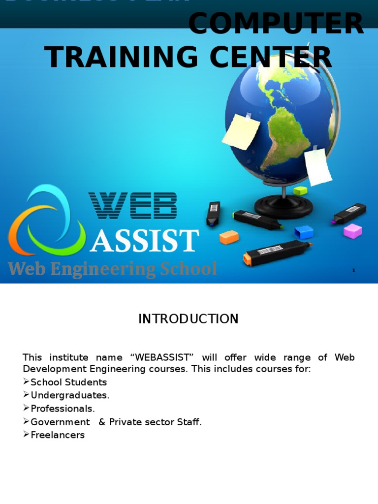 Business Plan of Computer Training Centre | Diploma | Employment
