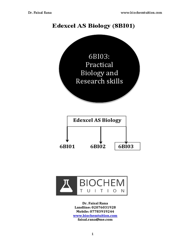 Edexcel As Biology 6BI03 | PDF | Teaching | Communication