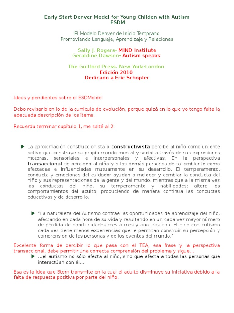 Early Start Denver Model For Young Childen With Autism | PDF | Autismo ...