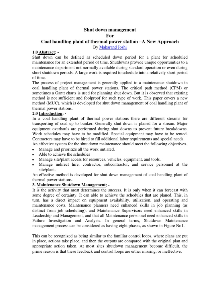 Shutdown Management PDF | PDF | Data Analysis | Resource