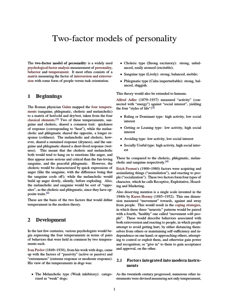 Two-Factor Models of Personality | PDF | Psychological Theories ...