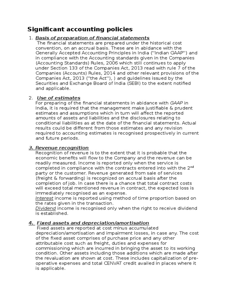 Significant Accounting Policies | PDF | Depreciation | Deferred Tax