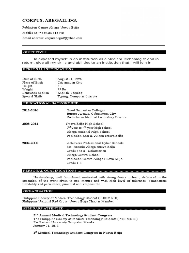 Resume Abegail | PDF | Wellness | Medical