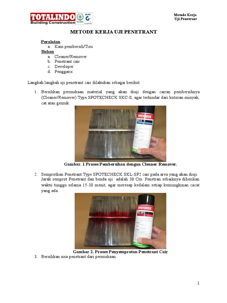 Metode Kerja Penetrant Test | PDF