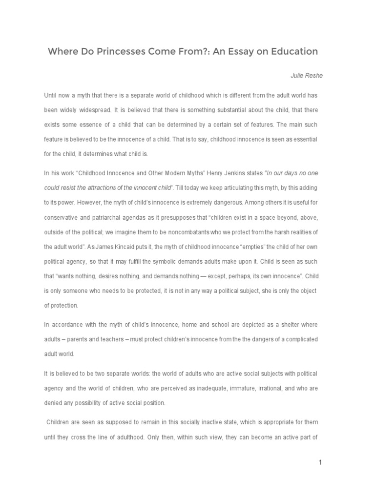 Where Do Princesses Come From / Julie Reshe | PDF | Childhood | Perception