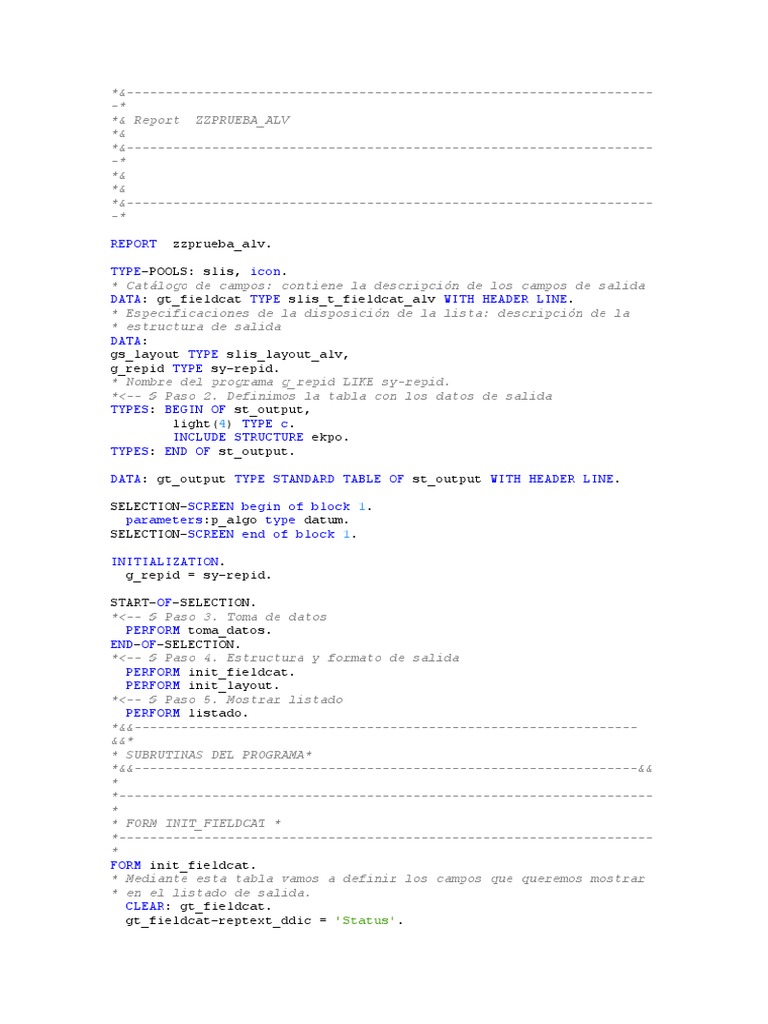 SAP ALV Report with Field Catalog | PDF | Computer Programming | Computing
