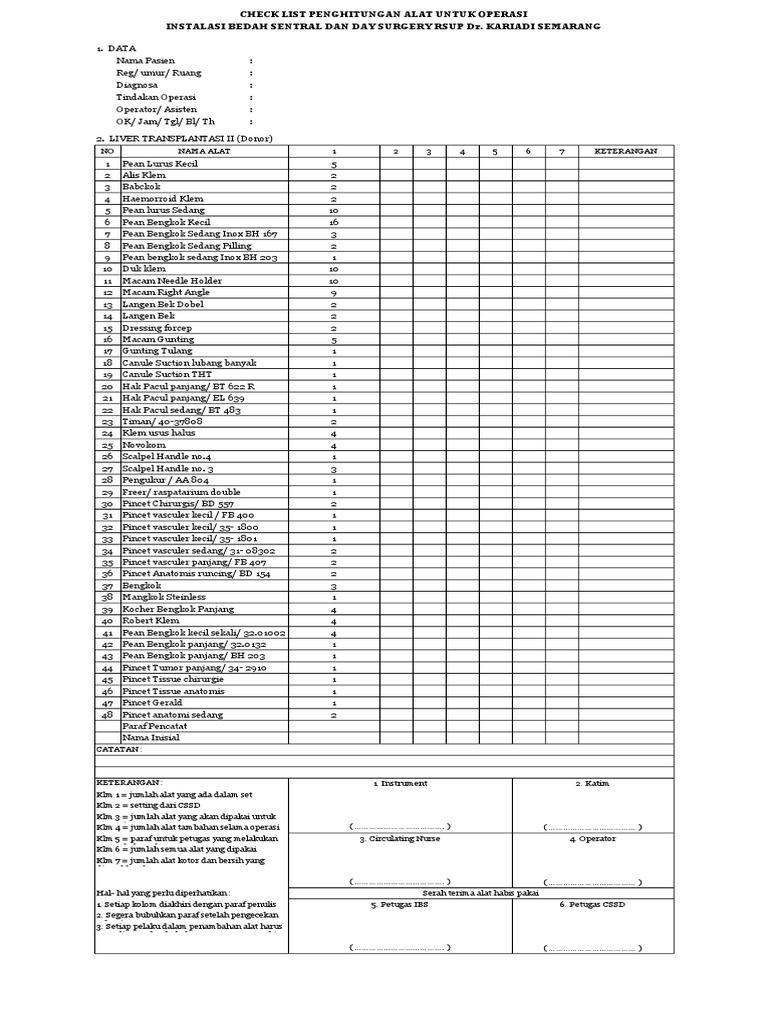 INSTRUMENT CHECKLIST | PDF