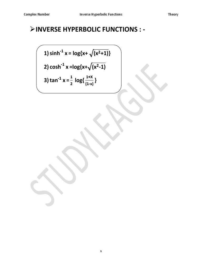 5.inverse Hyperbolic Functions | PDF | Teaching Methods & Materials