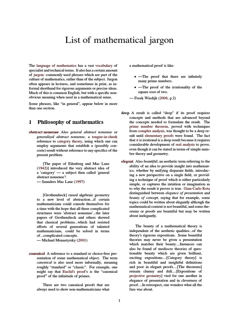 List of Mathematical Jargon | PDF | Mathematical Proof | Theorem