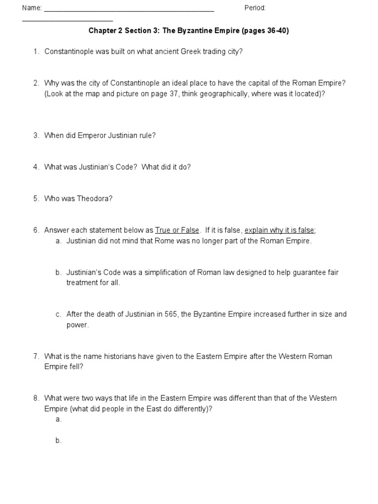 Byzantine Empire Study Guide | PDF | Finance & Money Management
