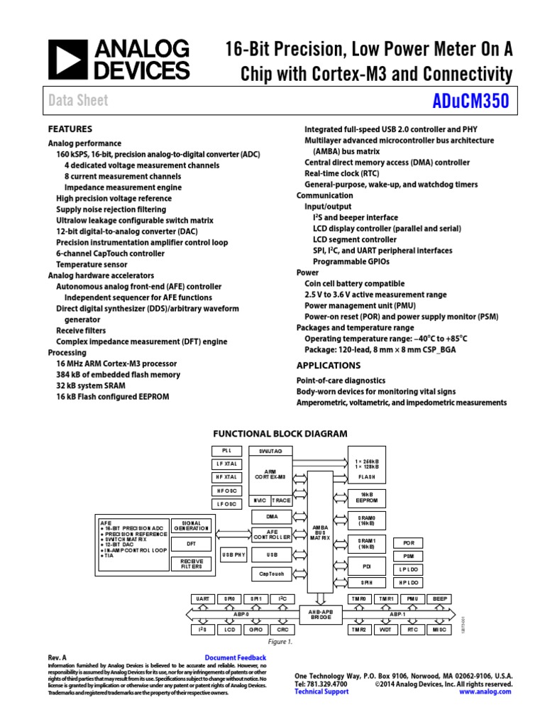 ADuCM350-Amperometric, Voltametric, and Impedometric | PDF | Analog To ...