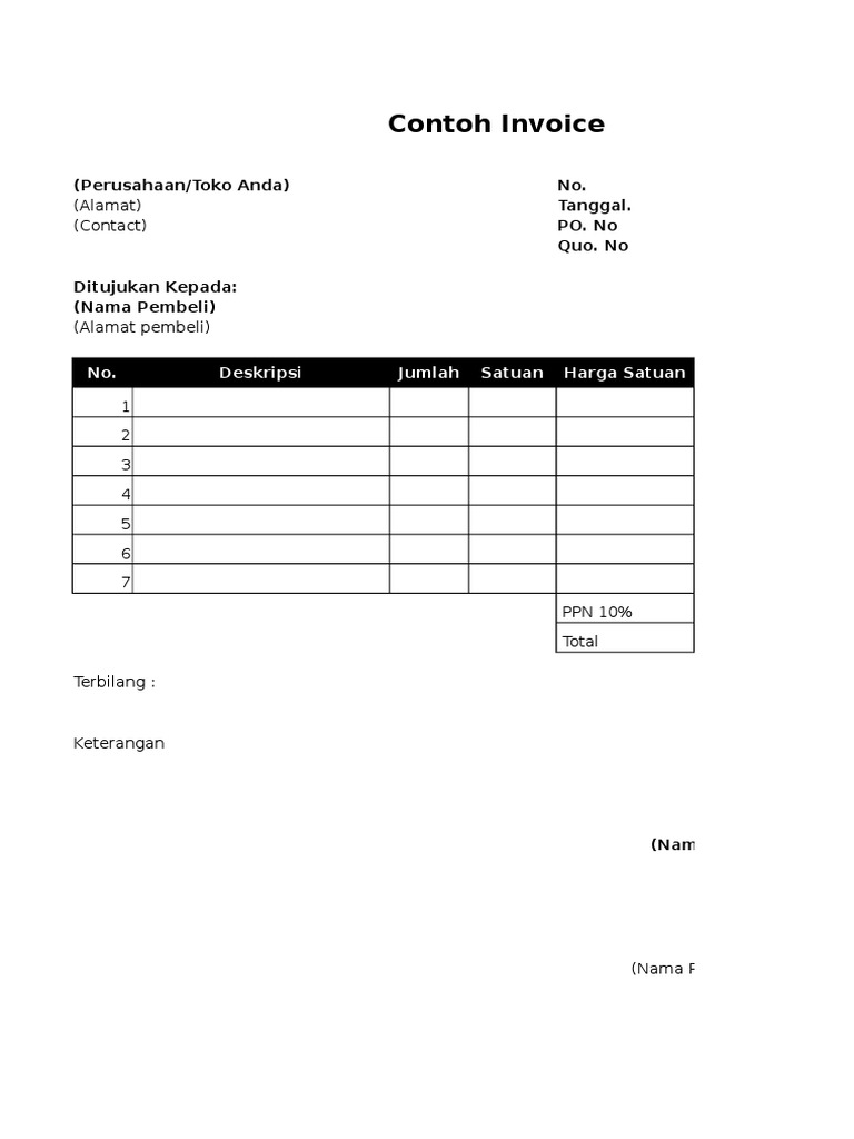 Contoh Invoice Excel | PDF