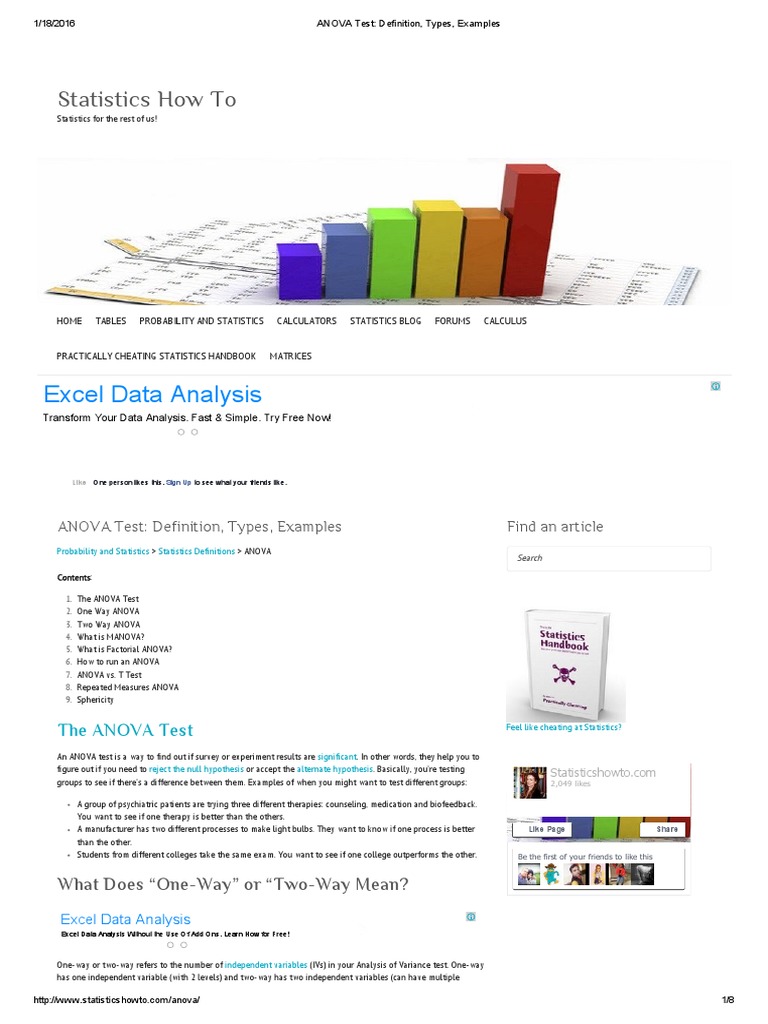 ANOVA Test - Definition, Types, Examples | PDF | Analysis Of Variance ...