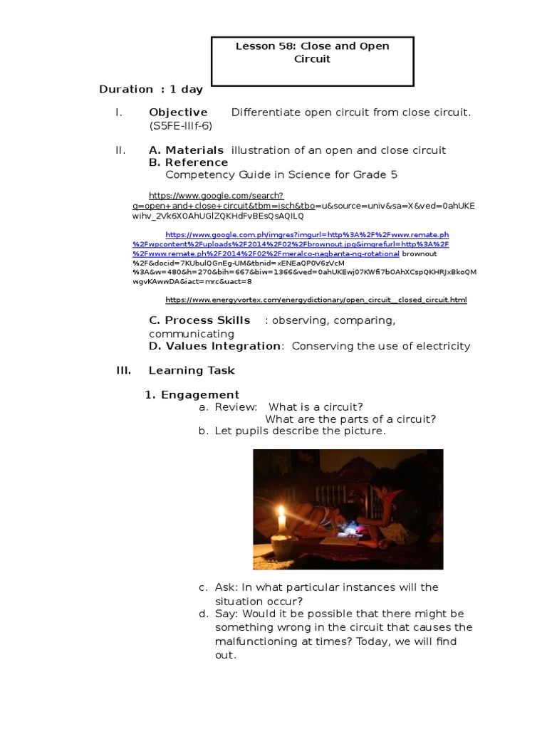 Open vs Closed Circuits for Grade 5 | PDF | Electronic Circuits ...
