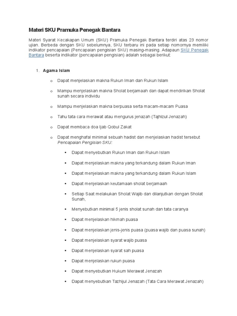 Materi SKU Pramuka Penegak Bantara | PDF